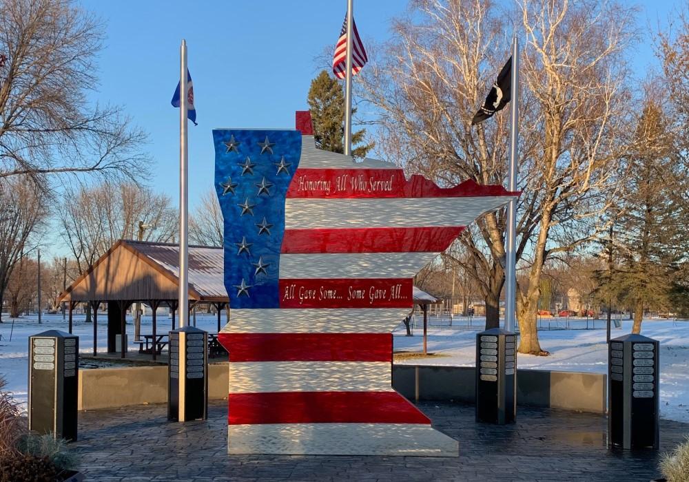 A veterans memorial with artistic metal flare, community collaboration