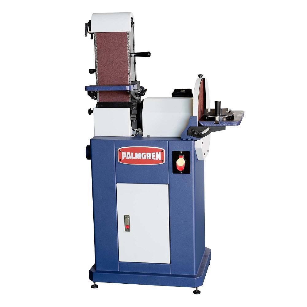 Floor-standing machine offers both belt and disc finishing